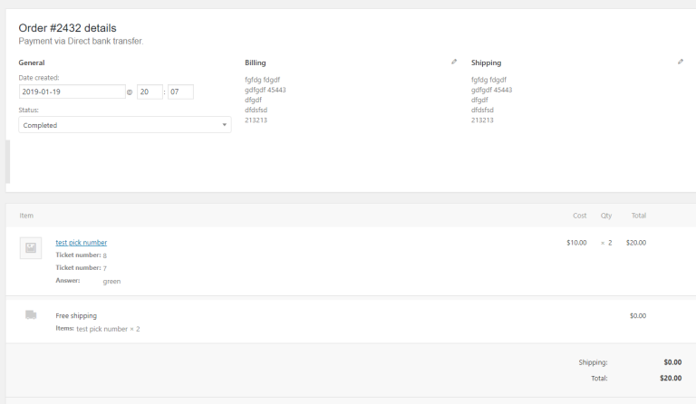 WooCommerce Lottery / Raffle / Competition Pick Ticket Number